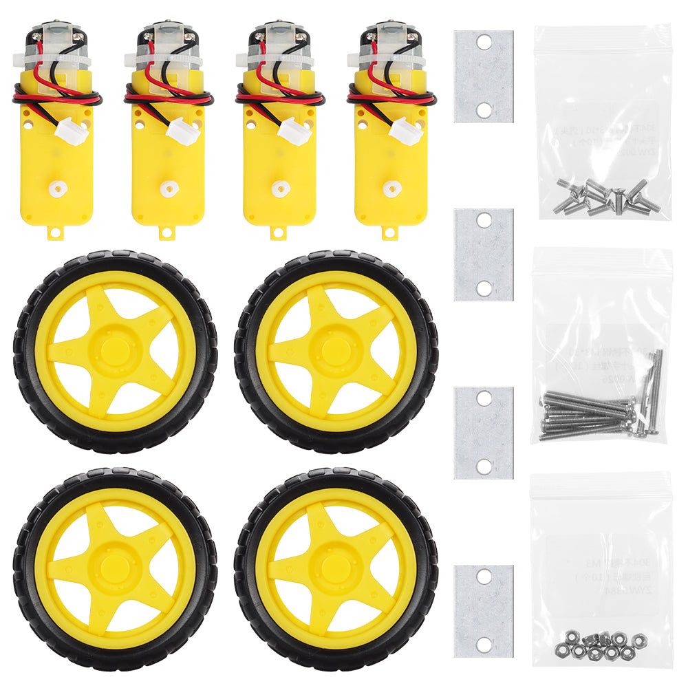 4WD TT Motors Rubber Wheels Kits without Chassis For Arduino Projects ...